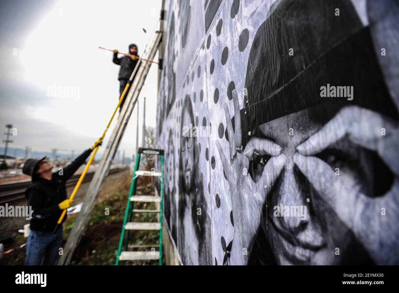 People completed Portland's first wall for JR's 'INSIDE OUT' project ...