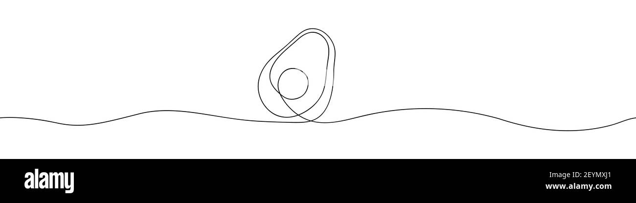 Continuous line of avocado. Vector illustration on white background ...