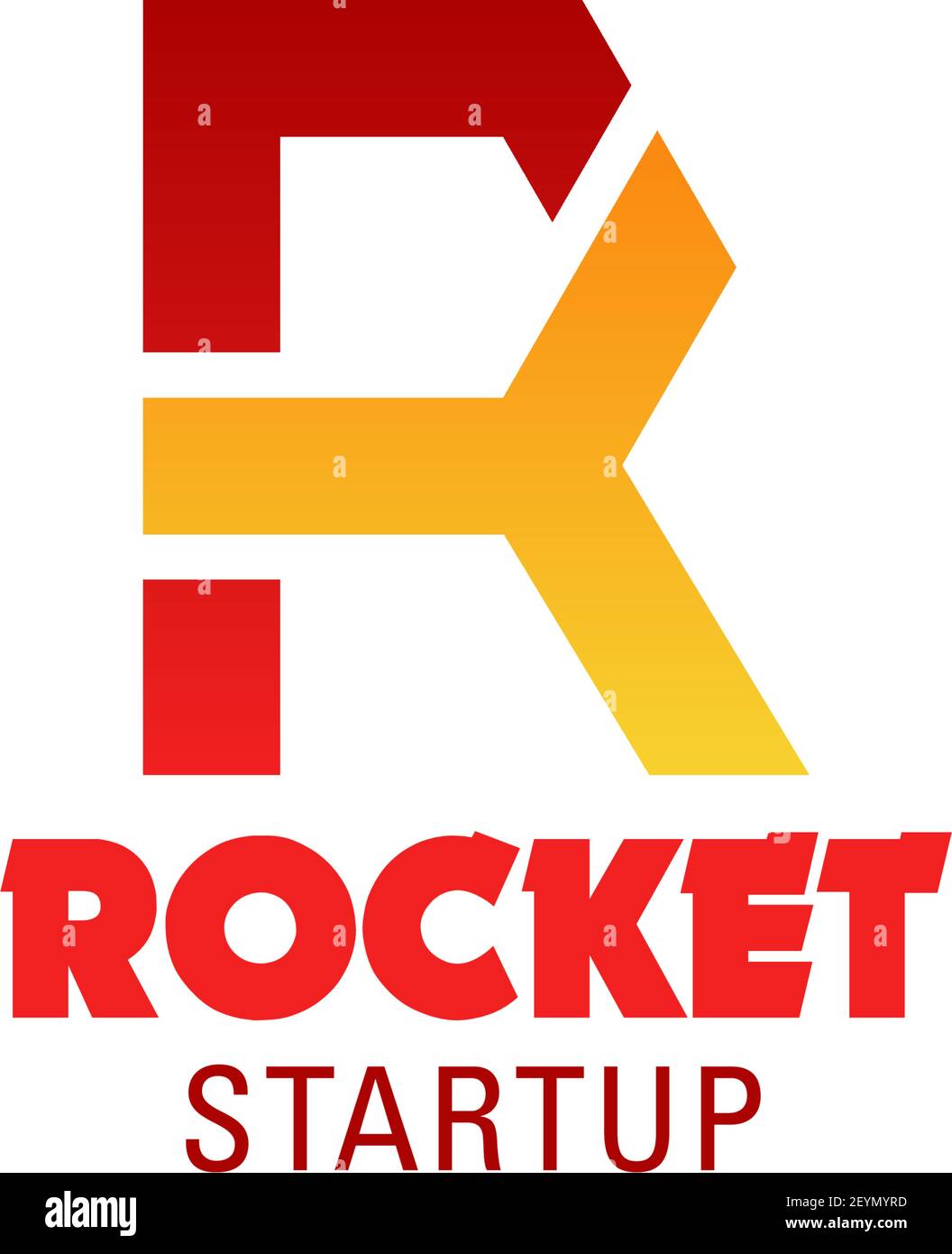 Rocket start up vector sign. Red and yellow colors vector emblem ...