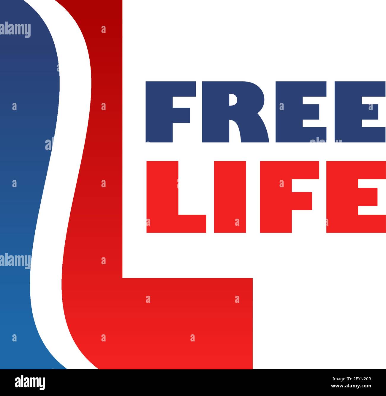 Free life vector sign. Abstract vector emblem in red and blue colors ...