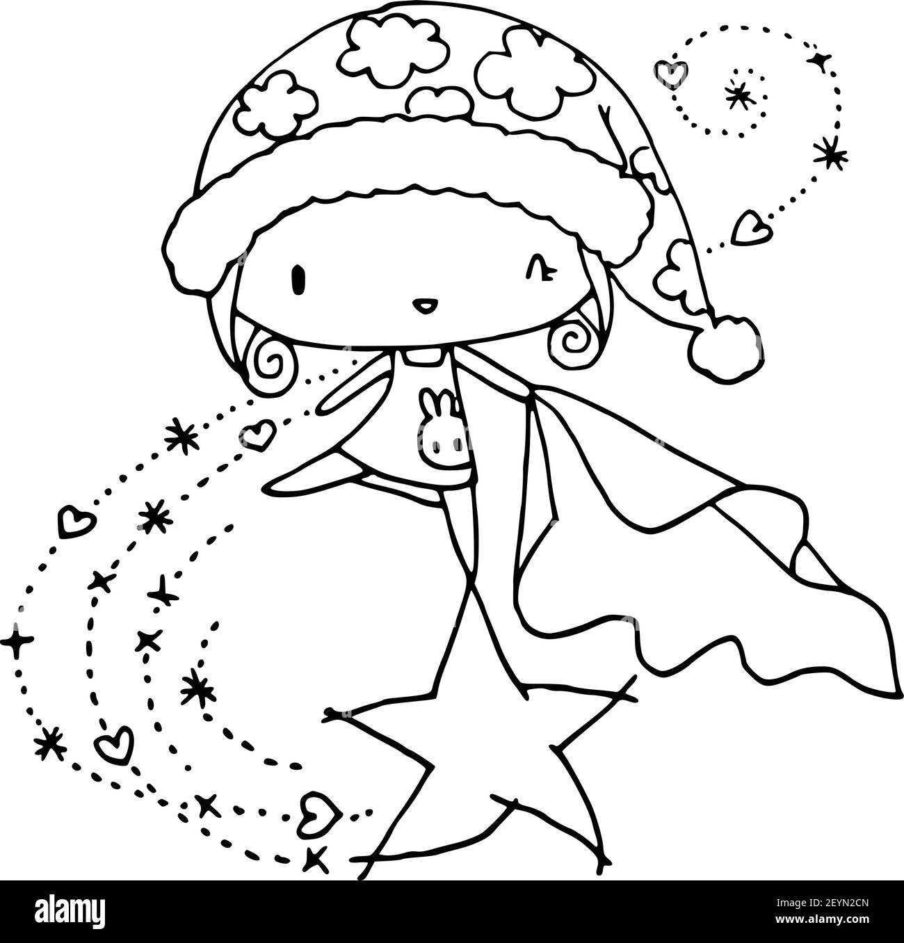 vector cartoon girl playing with star Stock Vector Image & Art - Alamy