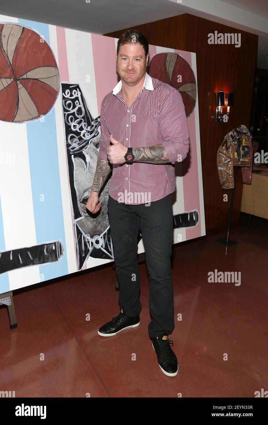Jeremy Shockey attends Domingo Zapata's Art Basel event at Cipriani ...