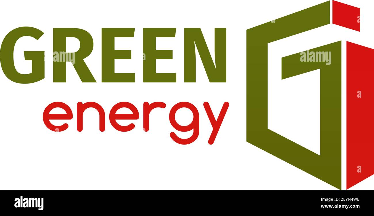 Green energy concept vector icon. Creative badge in red and green color ...