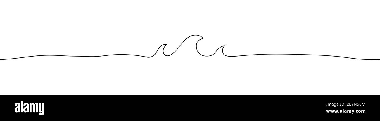 Drawing one line of the sea wave. Abstract wave continuous line. Vector ...