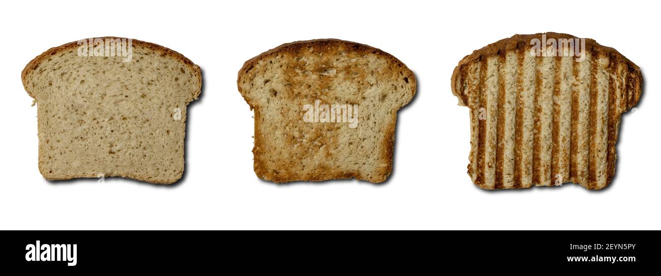 The Three Slices Of Bread In Different Stages Of Toasting The Concept
