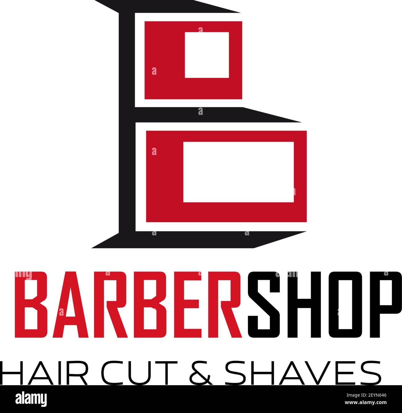 Letter B icon for barbershop or barber hair shave and cut salon design ...