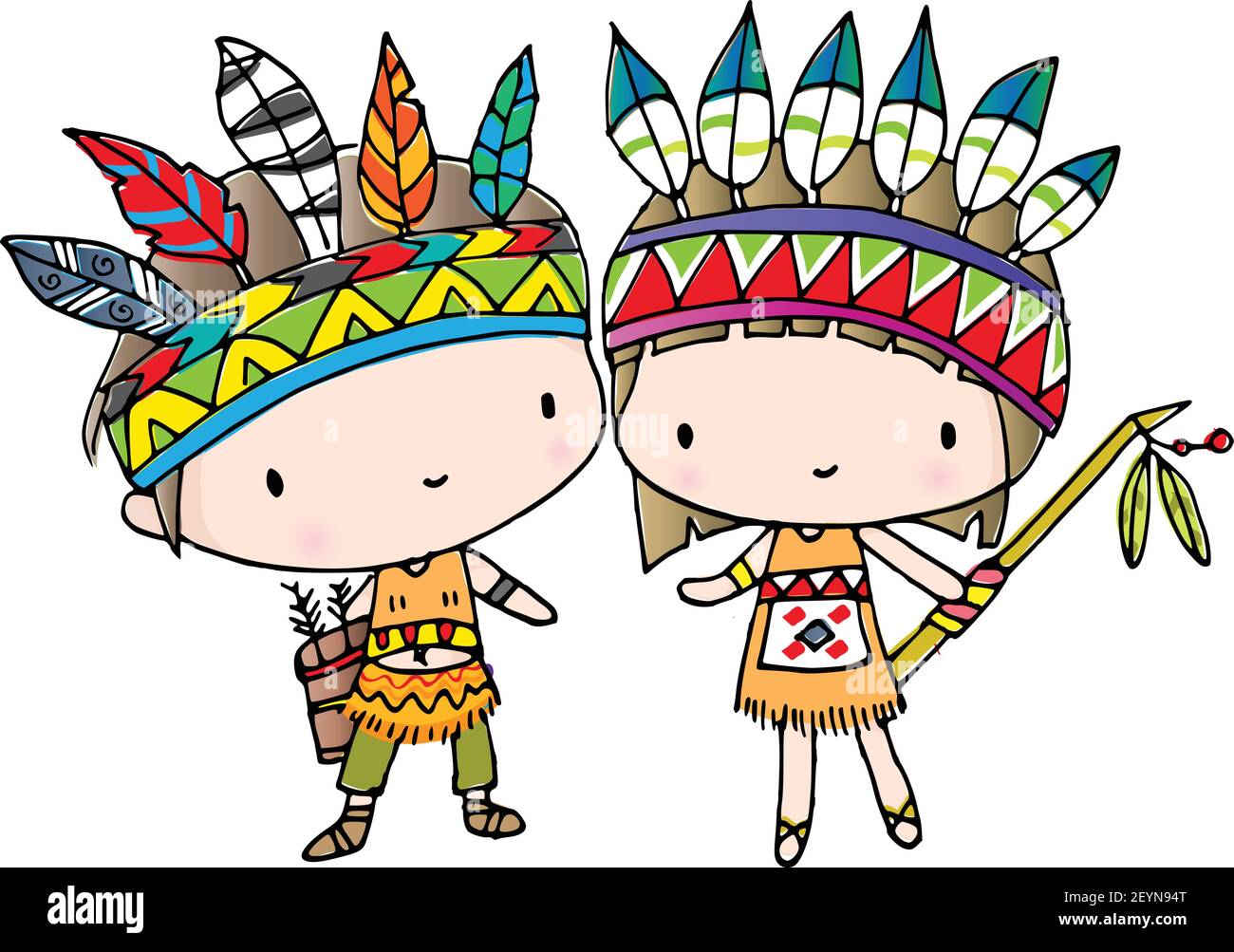 vector cartoon Indians boy and girl Stock Vector Image & Art - Alamy