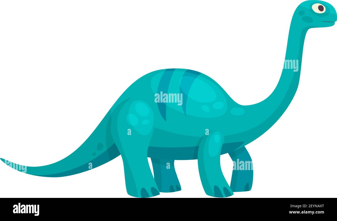 Brontosaurus isolated cartoon tyrannosaurus. Vector blue childish dino ...