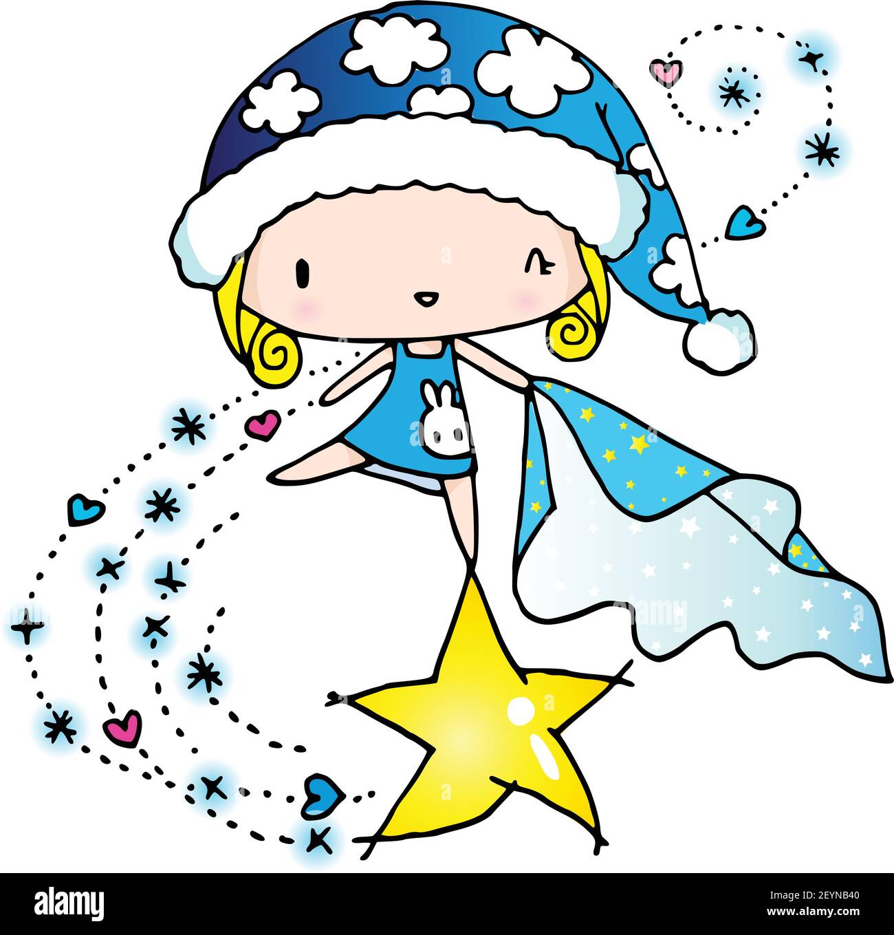 vector cartoon girl playing with star Stock Vector Image & Art - Alamy