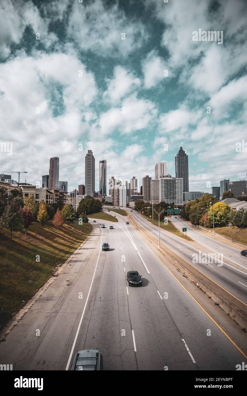 An aerial view of a Jackson Street Bridge, Atlanta, United States Stock ...