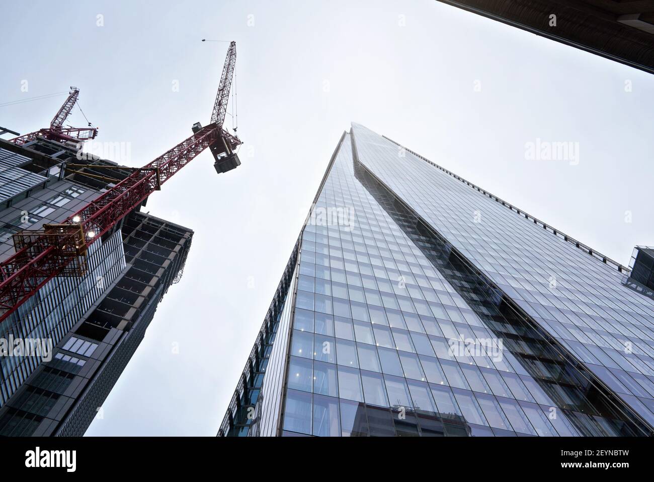 London, United Kingdom - February 01, 2019: Looking up modern glass and ...