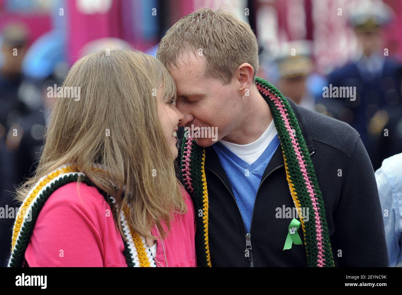 Alissa and Robbie Parker share a tender moment before a dedication ...