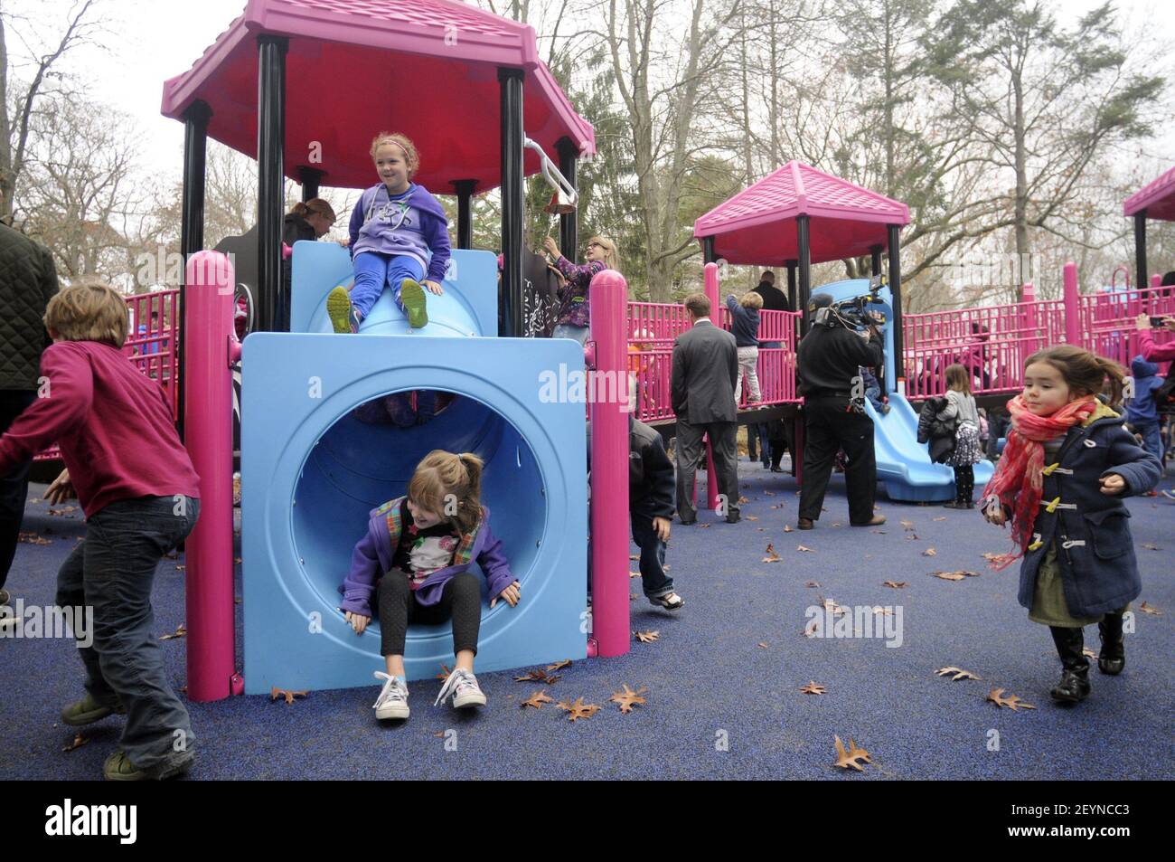 Children enjoy Emilie's Shady Spot playground at Riverside Park in New ...