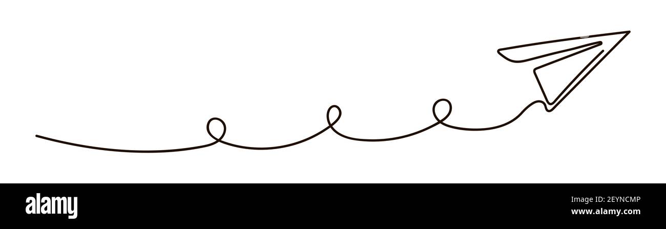 One continuous line drawing of a flying paper airplane. Modern one line ...