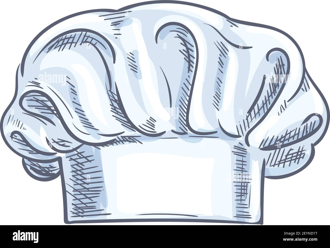 White chef cook hat isolated hand drawn sketch. Vector baker or cooker ...