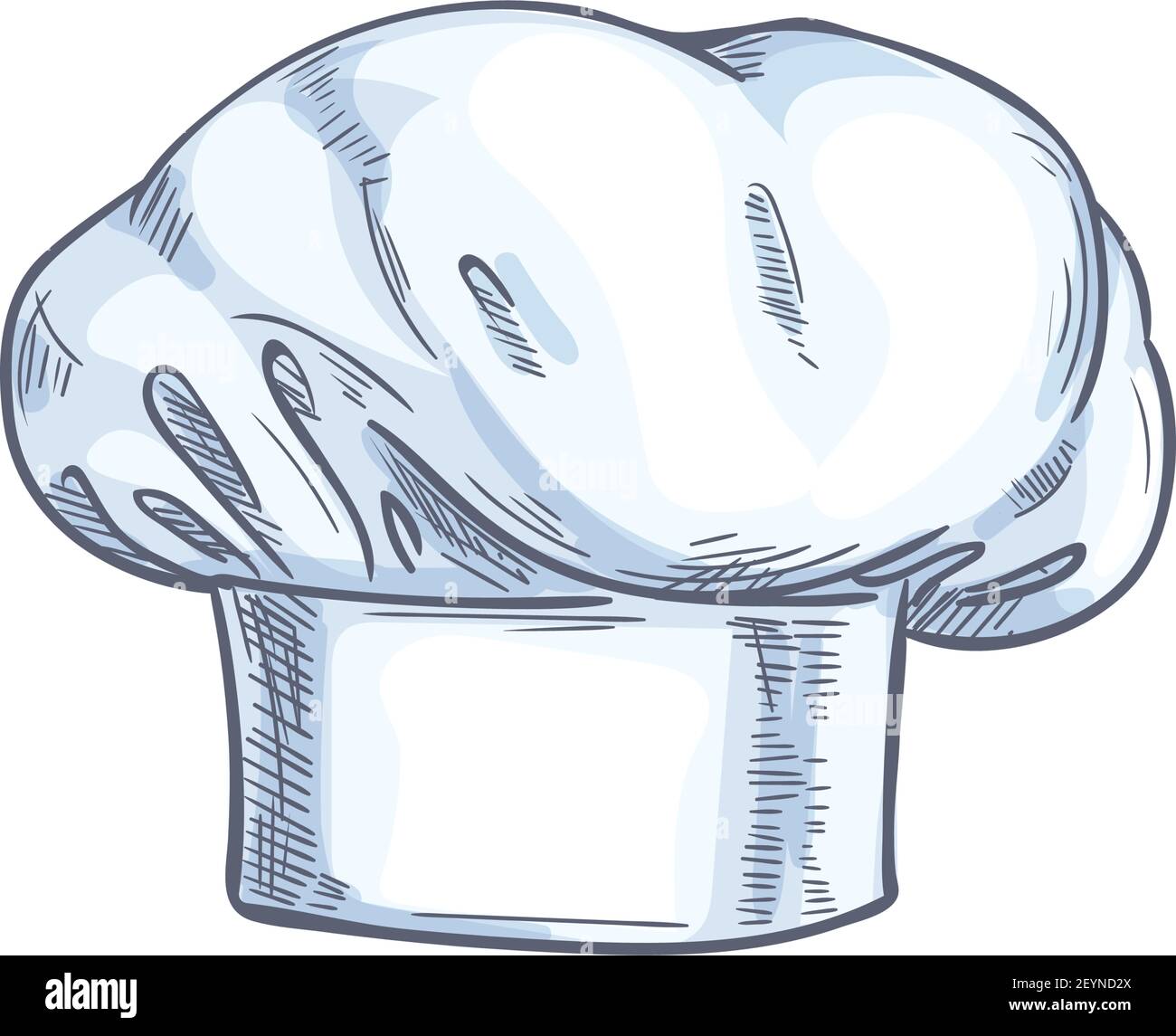 White chef cook hat isolated hand drawn sketch. Vector baker or cooker ...