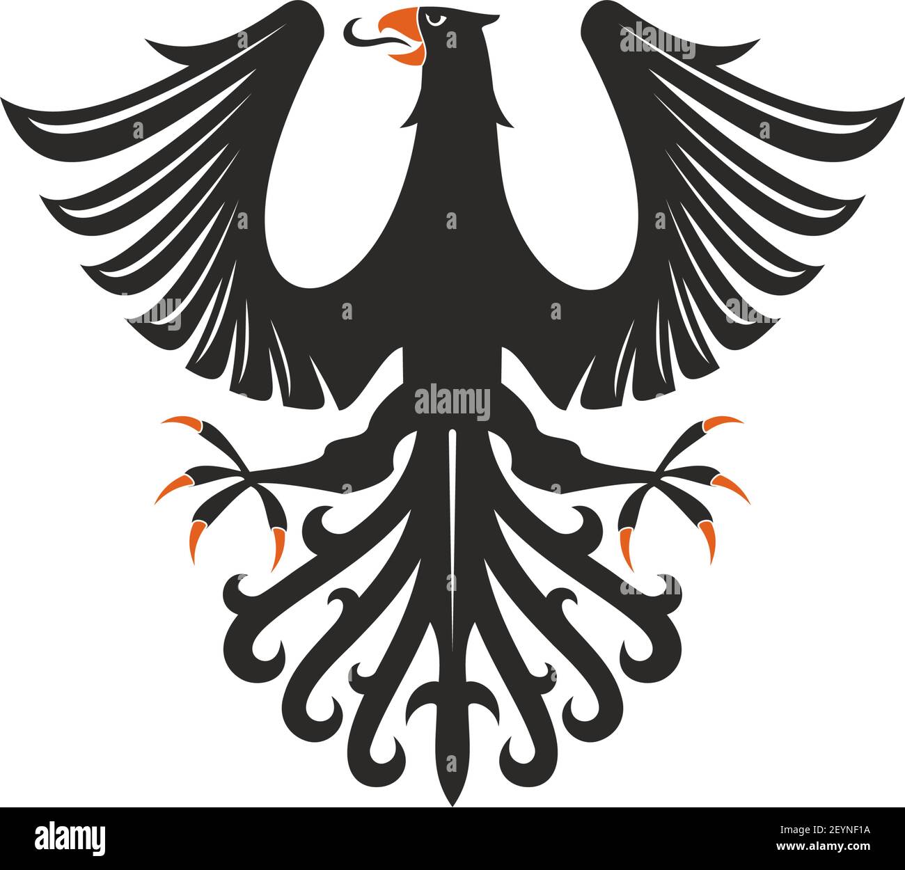 Heraldic eagle isolated bird with open wings. Vector black falcon or ...