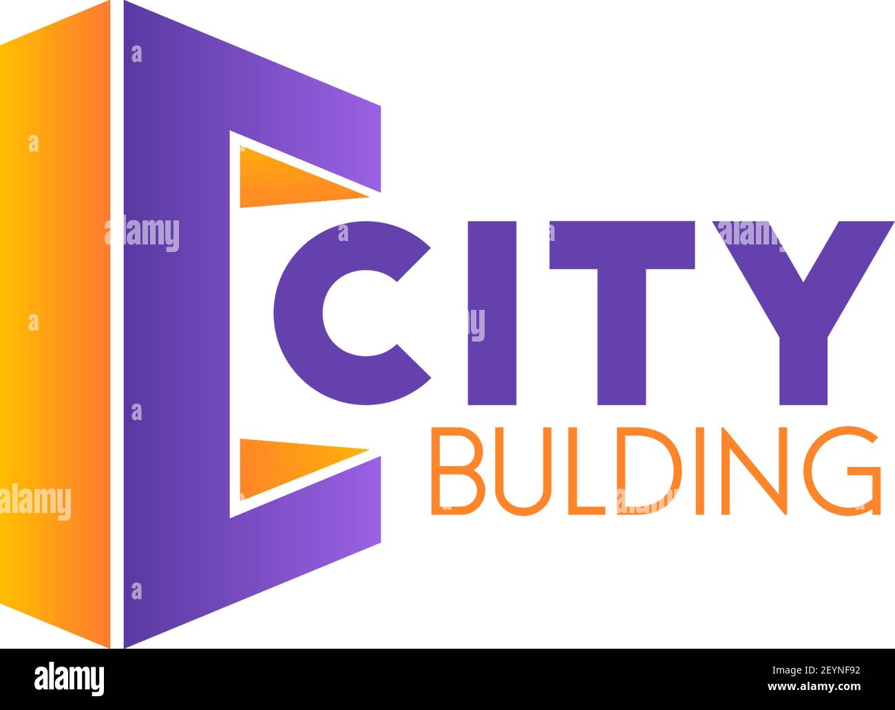 City building vector sign in magenta and yellow colors isolated on a ...