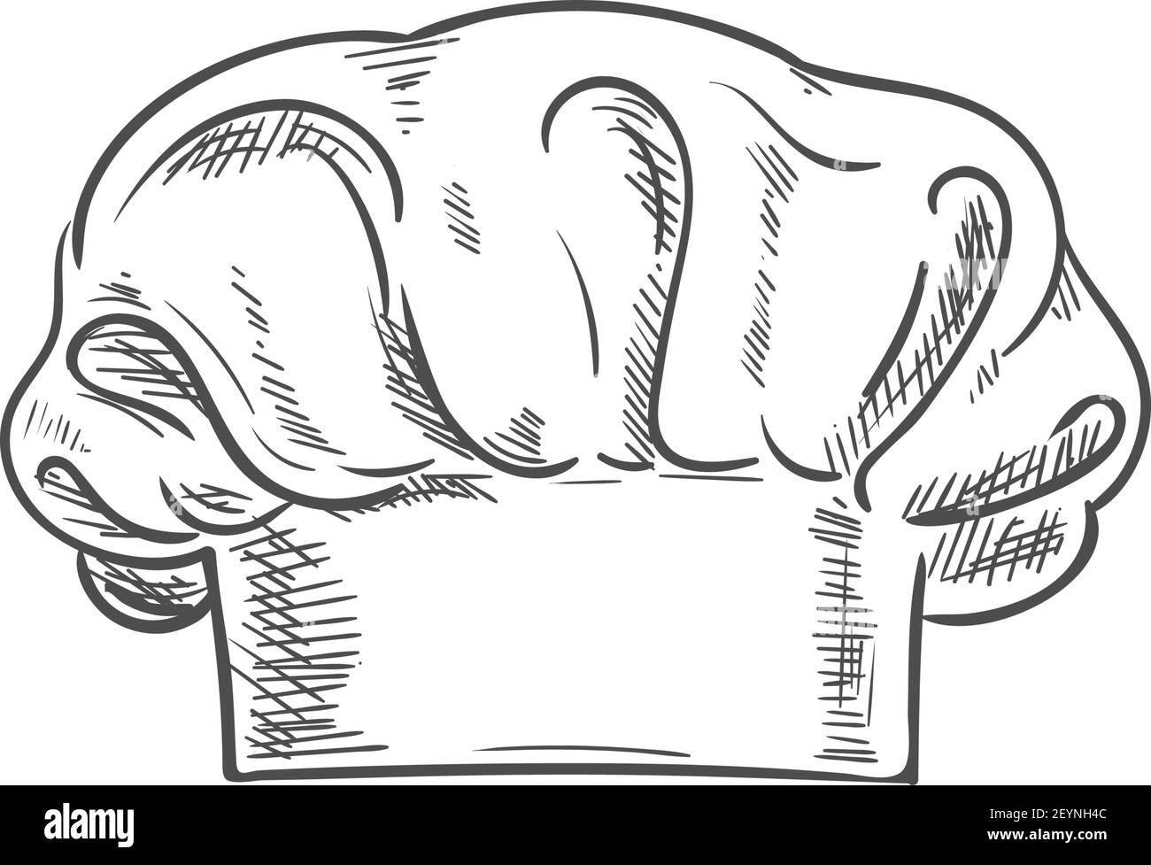 White chef cook hat isolated hand drawn sketch. Vector baker or cooker ...