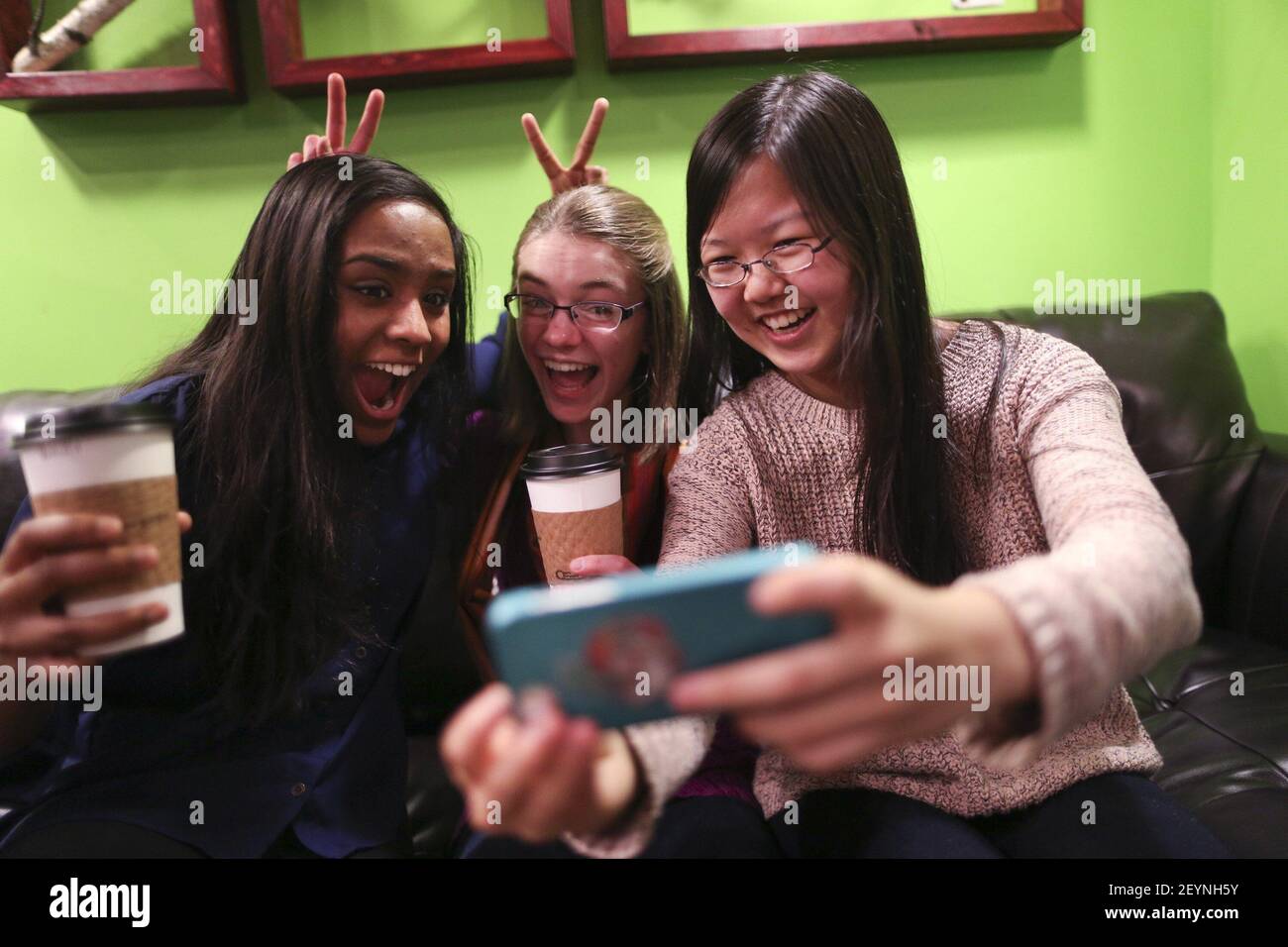 Friends Amrita Mohanty, 16, from left, Marta Williams, 16, and Michelle ...