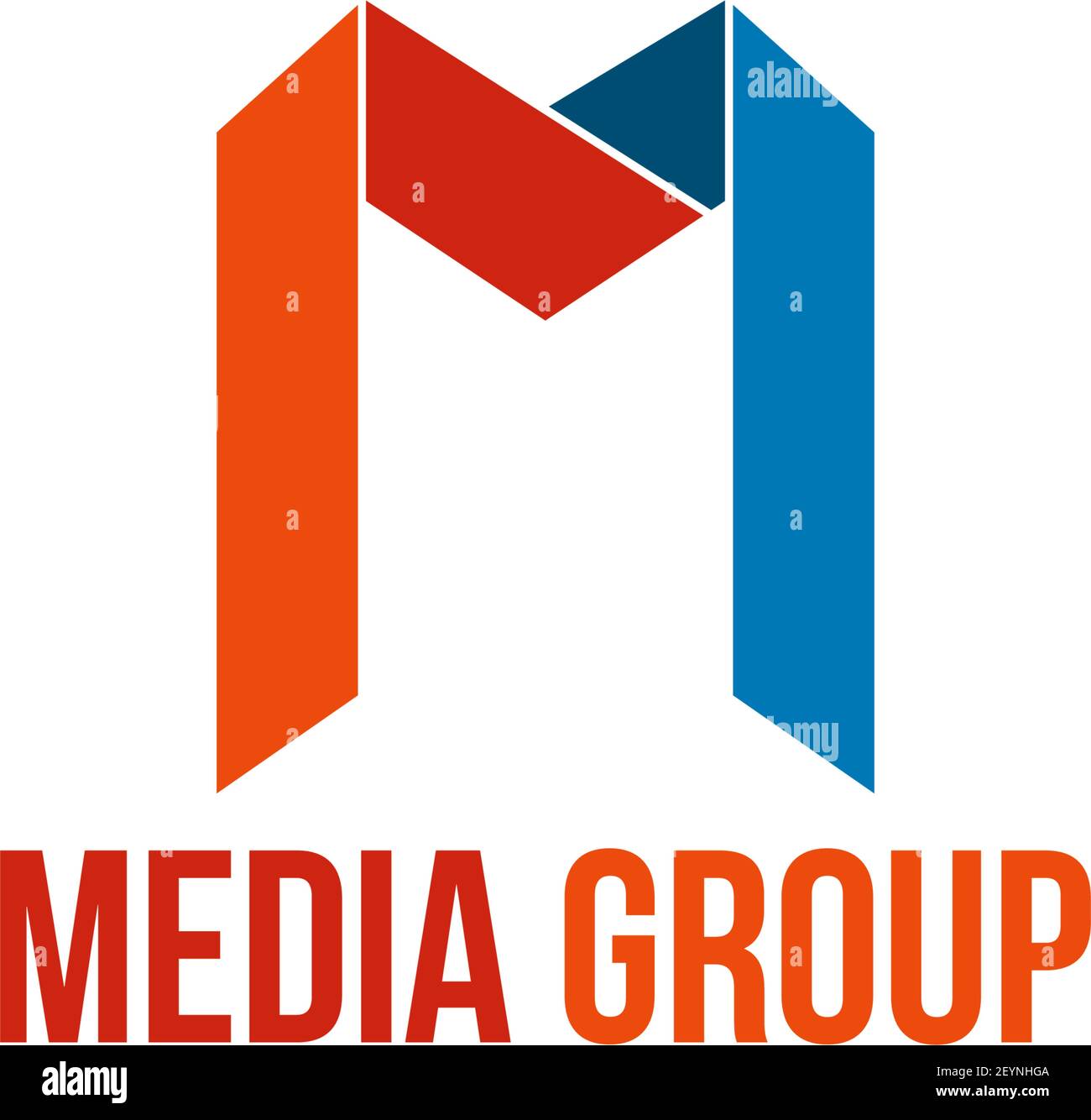 Media group vector badge in red and blue colors isolated on white ...