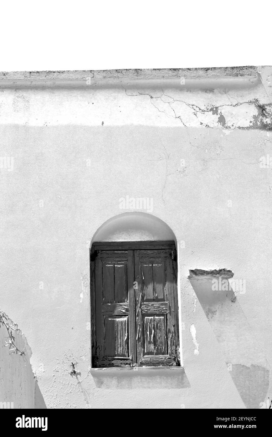 Greece antique window in europe old architecture and gray concrete ...