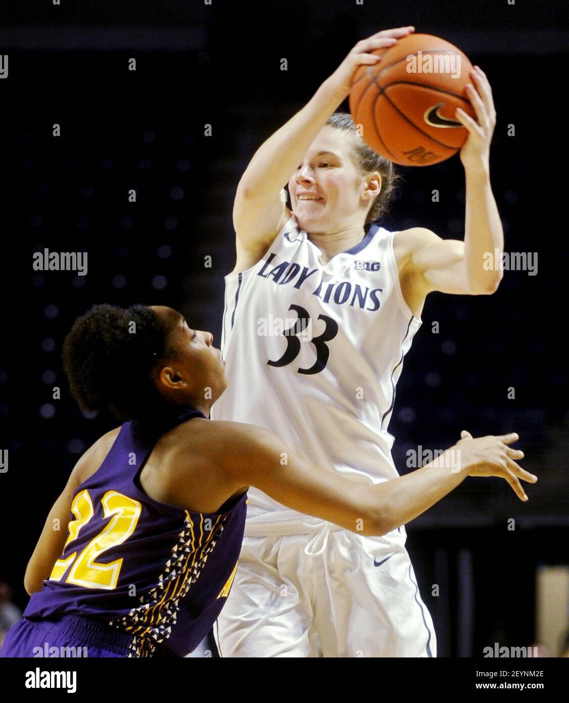 Penn State's Maggie Lucas (33) looks to pass the ball over Alcorn State ...