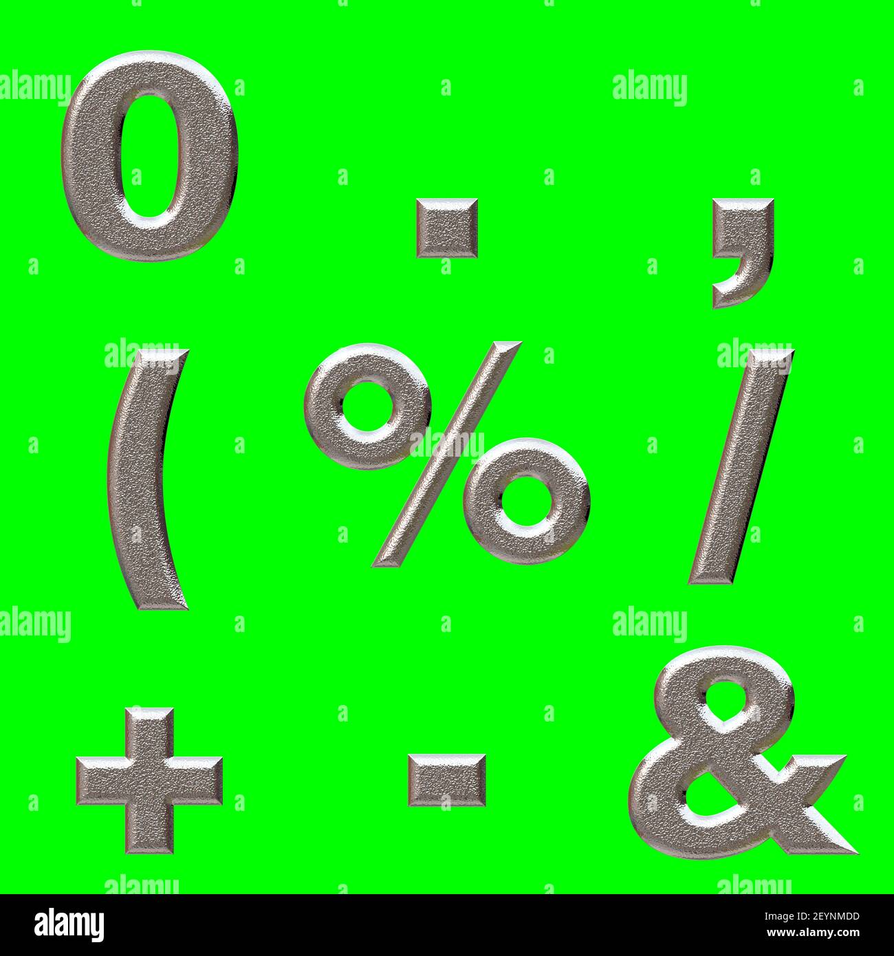 Hammered metal numbers and signs illustration - part 2 Stock Photo - Alamy