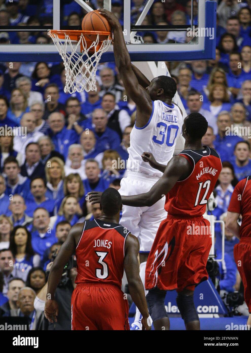 Kentucky's Julius Randle (30) converts a baseline dunk against ...