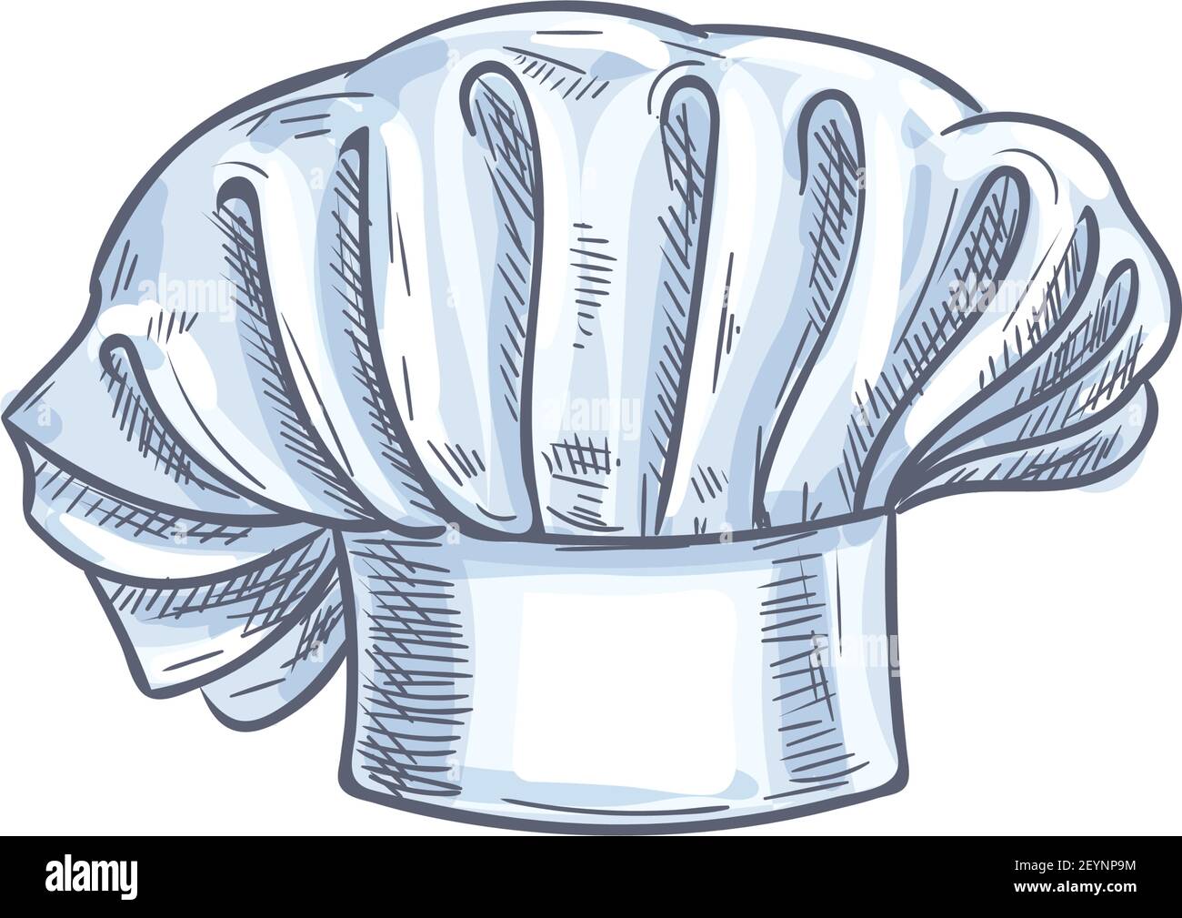 White chef cook hat isolated hand drawn sketch. Vector baker or cooker ...