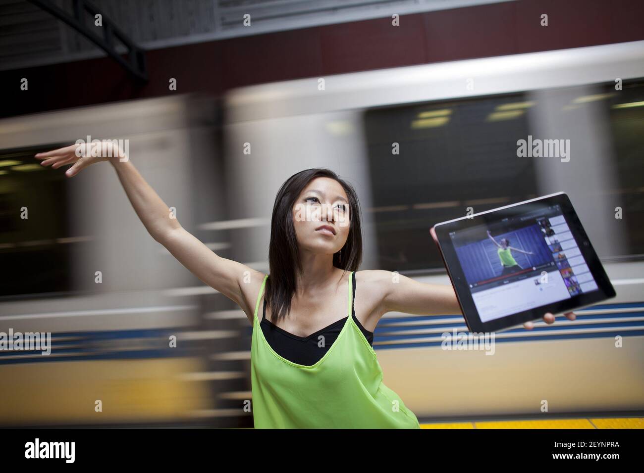Karen X. Cheng poses for a portrait at the South San Francisco BART ...