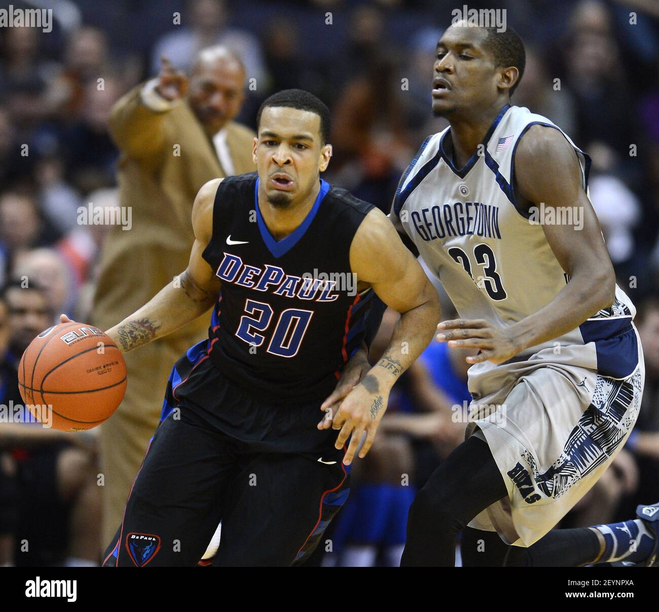 DePaul guard Brandon Young (20) brings the ball up court against ...