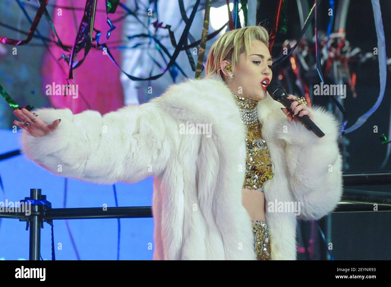Miley Cyrus attends the New Year's Rockin' Eve in Times Square New York ...