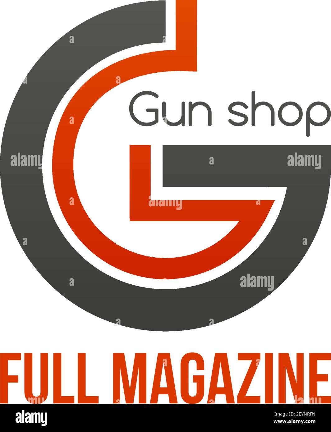 Gun shop full magazine vector sign isolated on white background ...