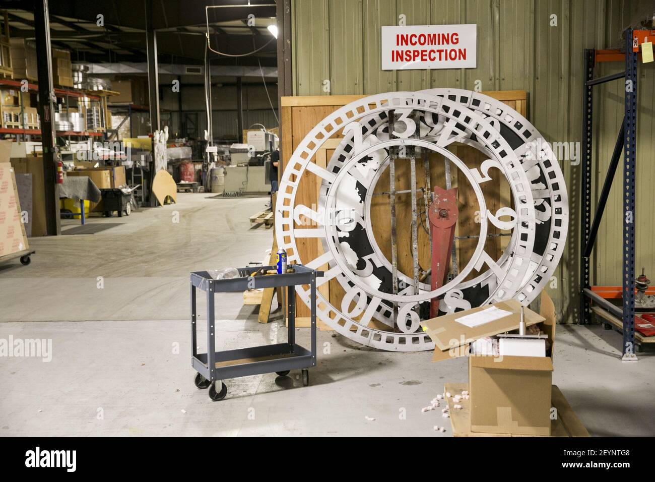 Large clock manufacturing at the Electric Time Company factory in ...
