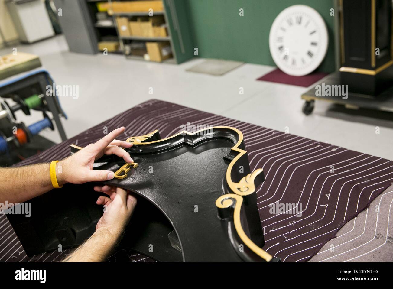 Large clock manufacturing at the Electric Time Company factory in ...