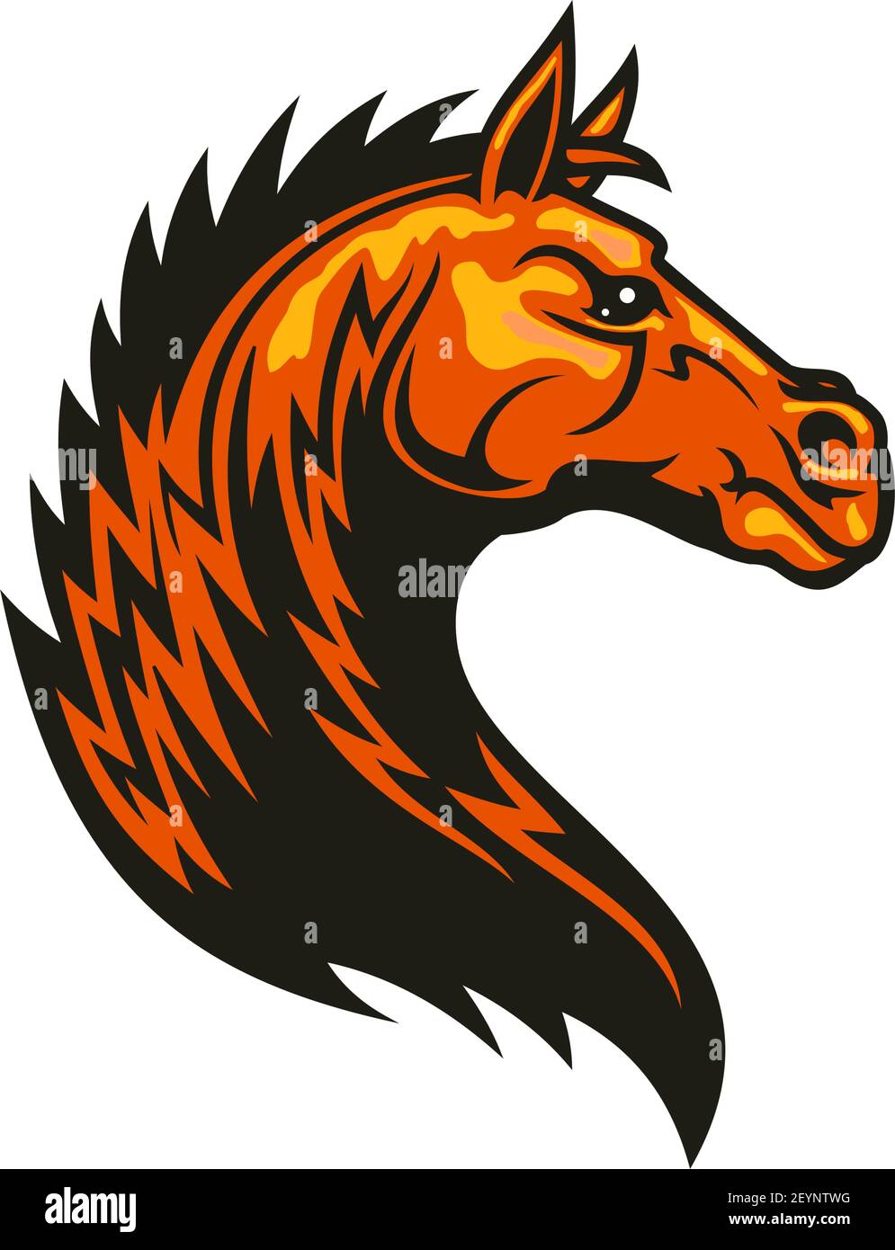 Stallion mustang isolated horse head. Vector equestrian sport mascot ...
