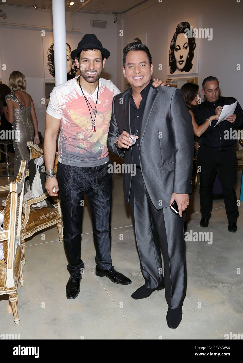 Leonardo Rocco and Daniel Sarcos are seen backstage during the Miami ...