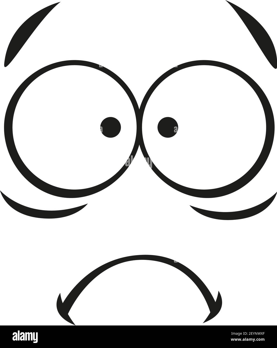Unhappy sad emoticon face isolated line art expression. Vector ...
