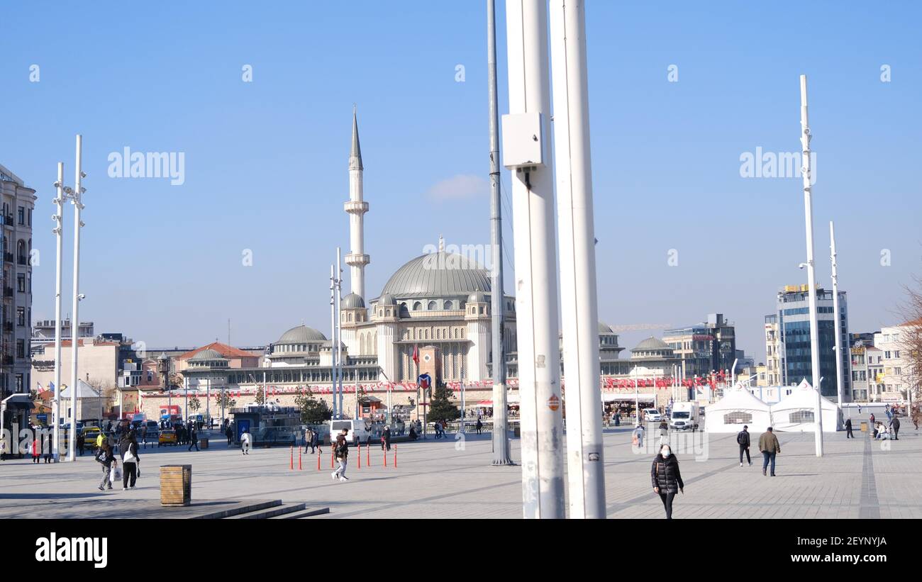 istanbul most well known square taksim during sunny day. Church of Holy ...