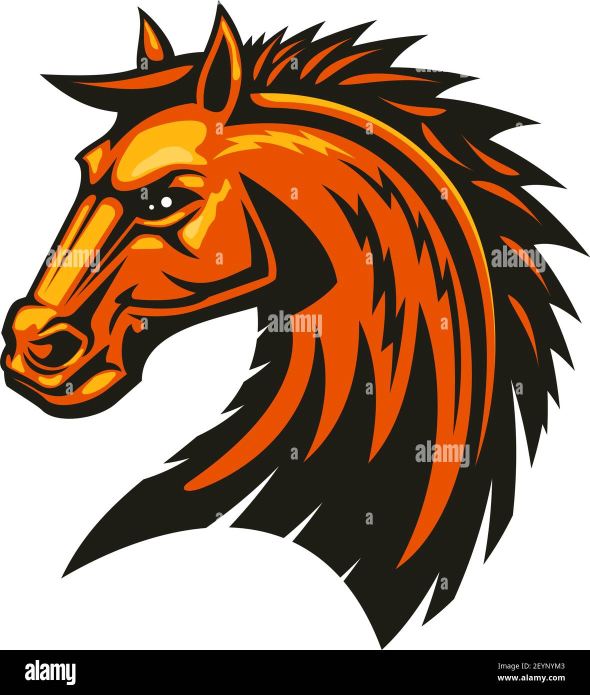 Stallion mustang isolated horse head. Vector equestrian sport mascot ...