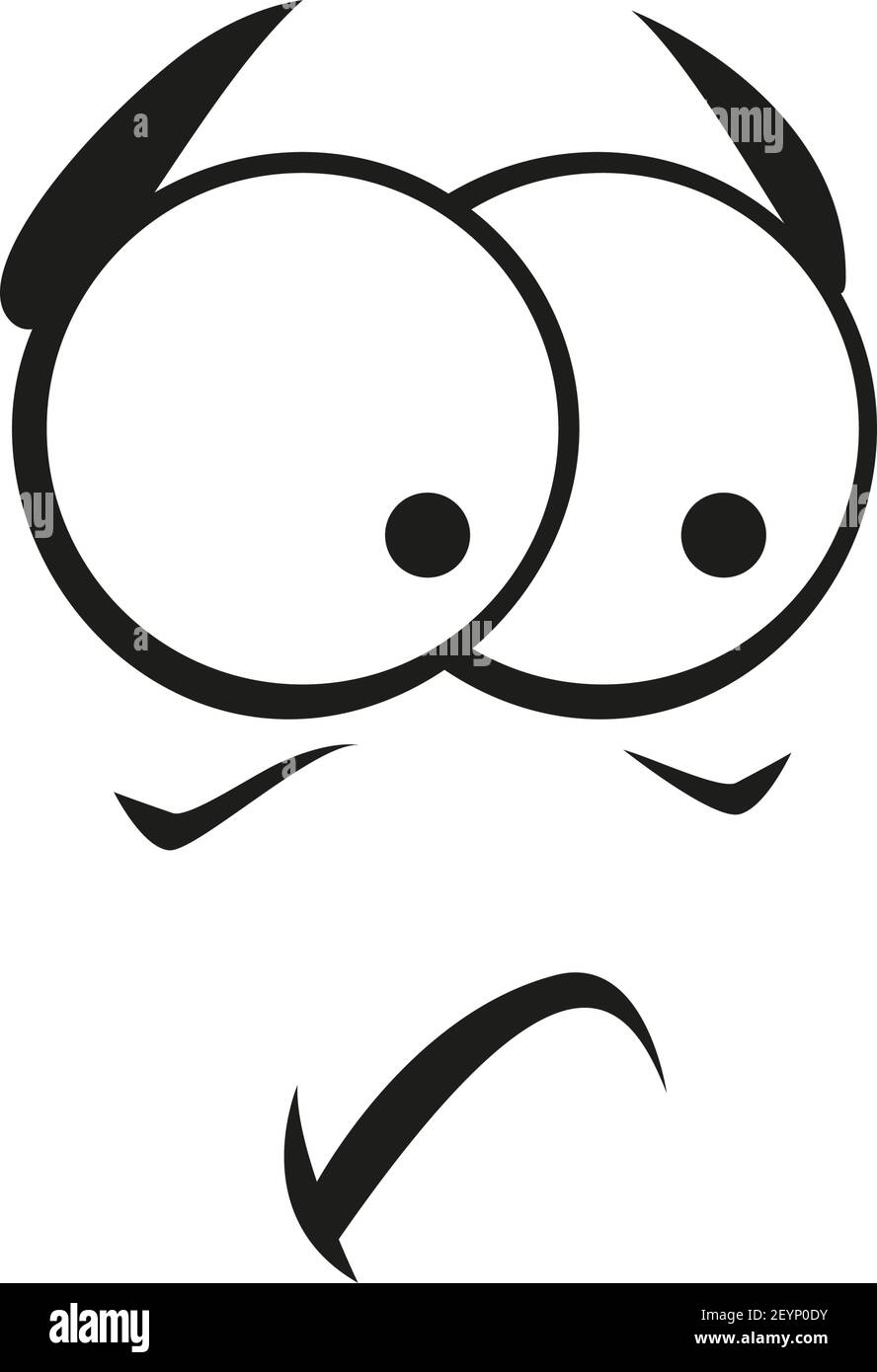 Unpleased or dissatisfied face expression isolated. Vector line art ...