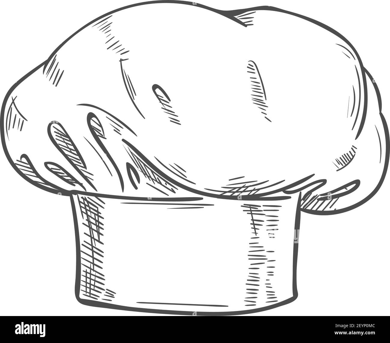 White chef cook hat isolated hand drawn sketch. Vector baker or cooker ...