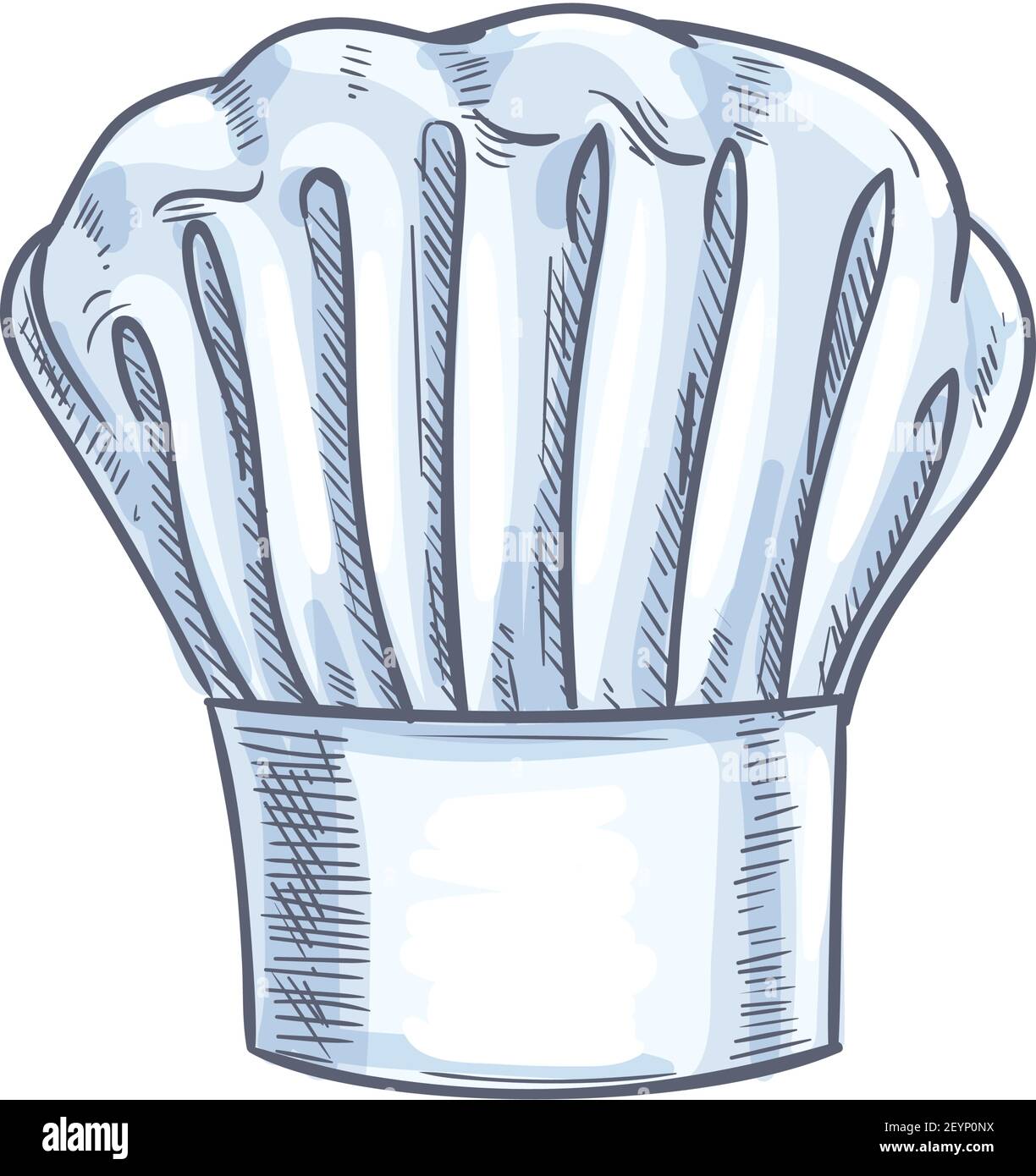 White chef cook hat isolated hand drawn sketch. Vector baker or cooker ...