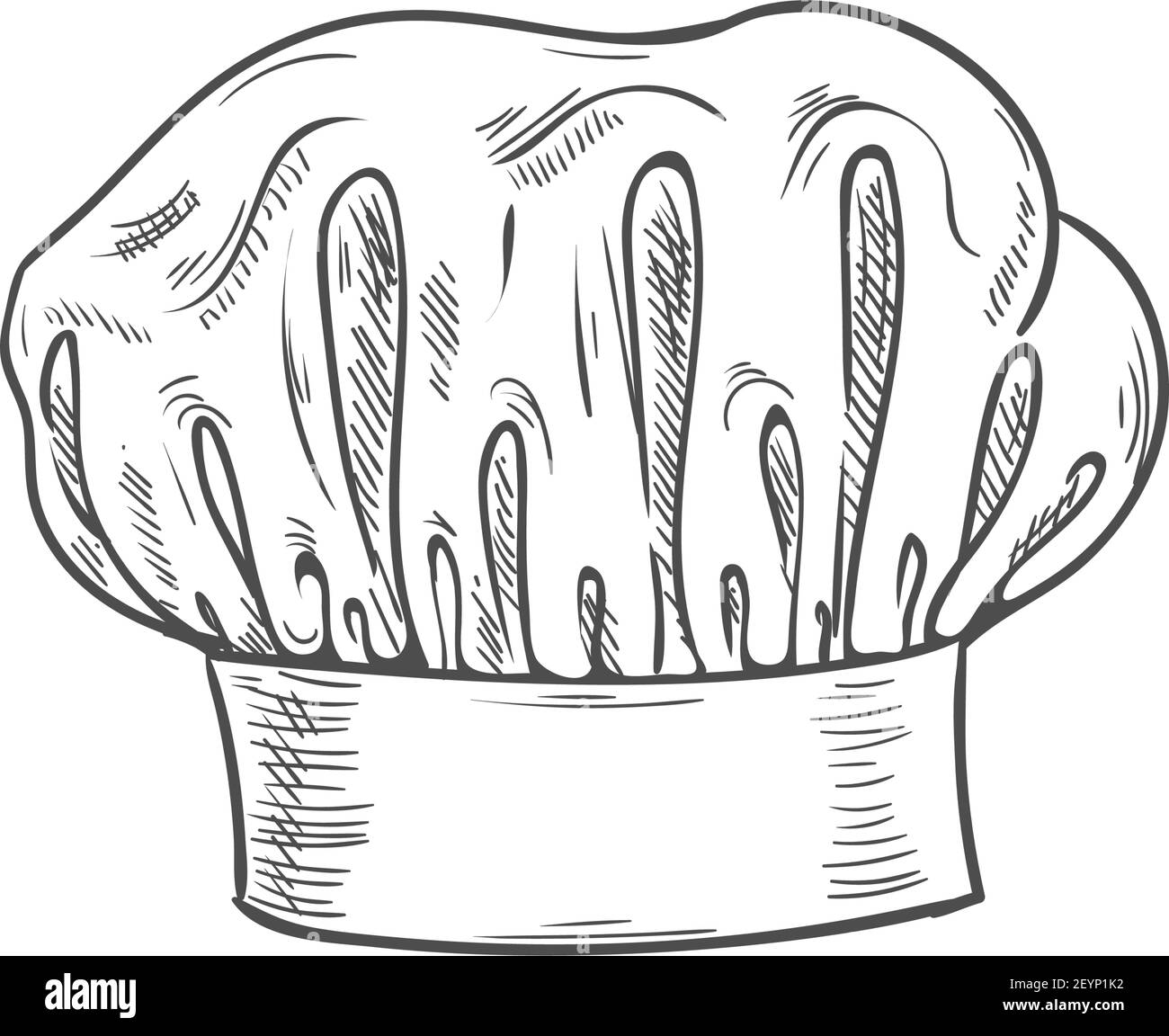 White chef cook hat isolated hand drawn sketch. Vector baker or cooker ...
