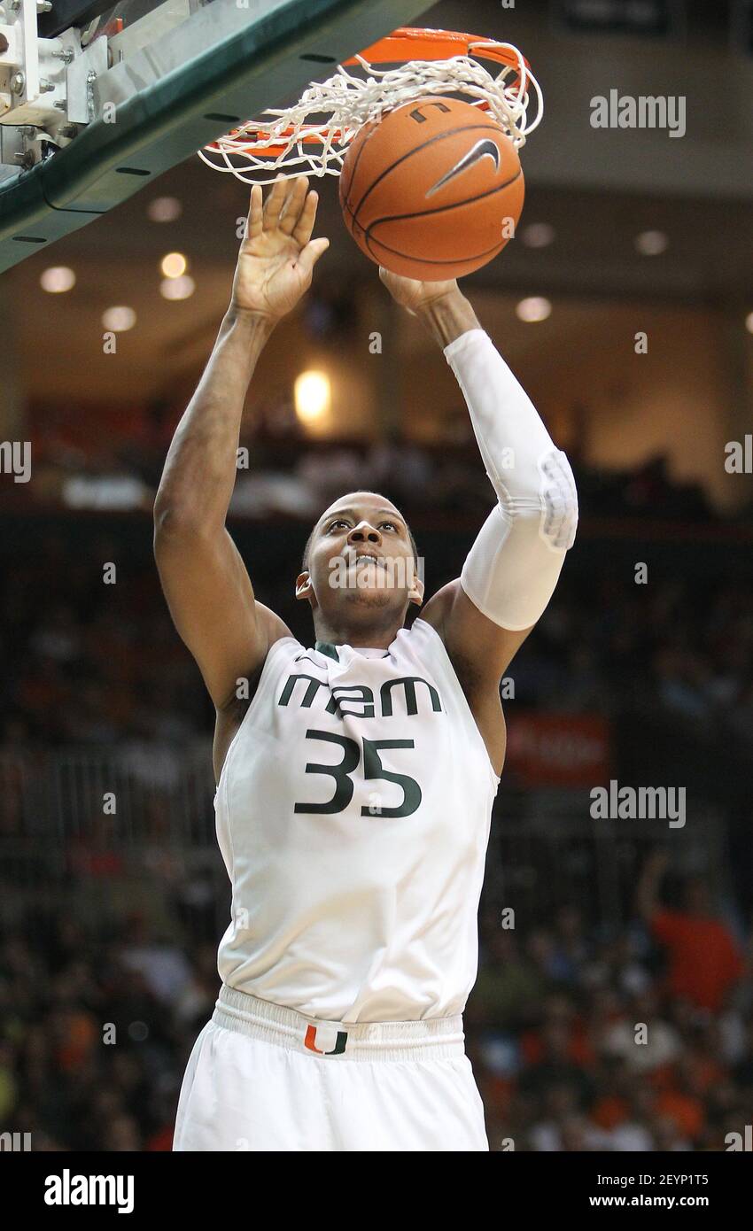 Miami's Kenny Kadji dunks during the second half against North Carolina ...