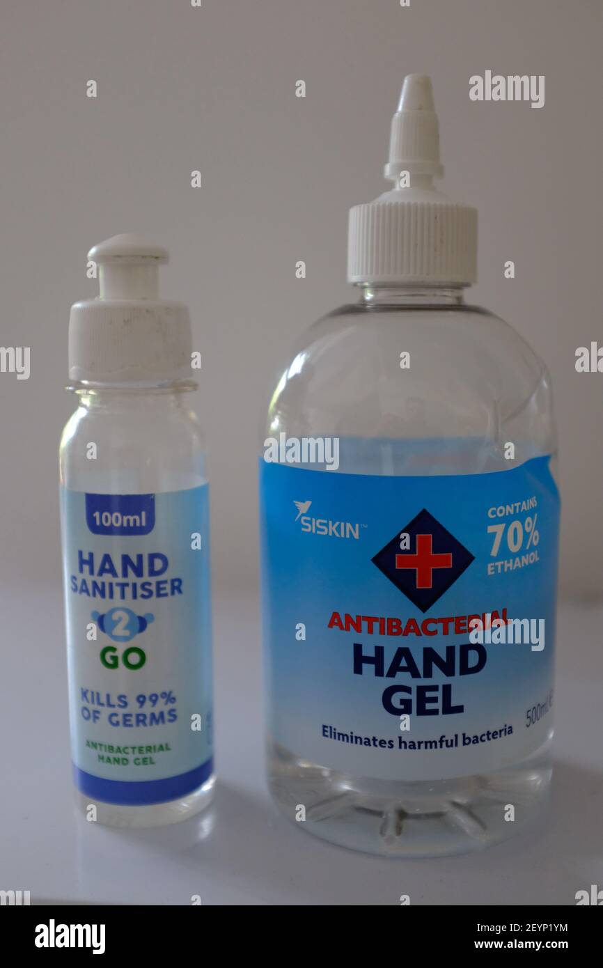 LONDON - 28TH JULY 2020: Ama labs 100ml hand sanitiser and Siskin 70% ...