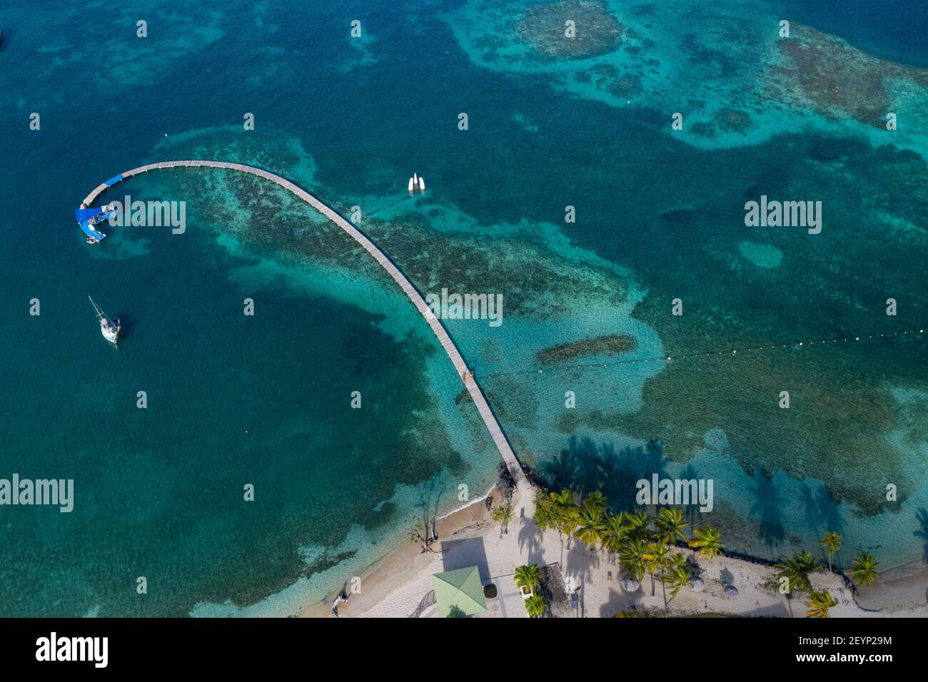 Pontoon at Pointe-Marin beach in Sainte-Anne in Martinique Stock Photo ...