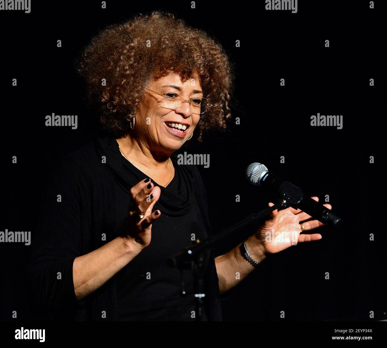 Angela Davis, a political activist, scholar and author, speaks to high ...