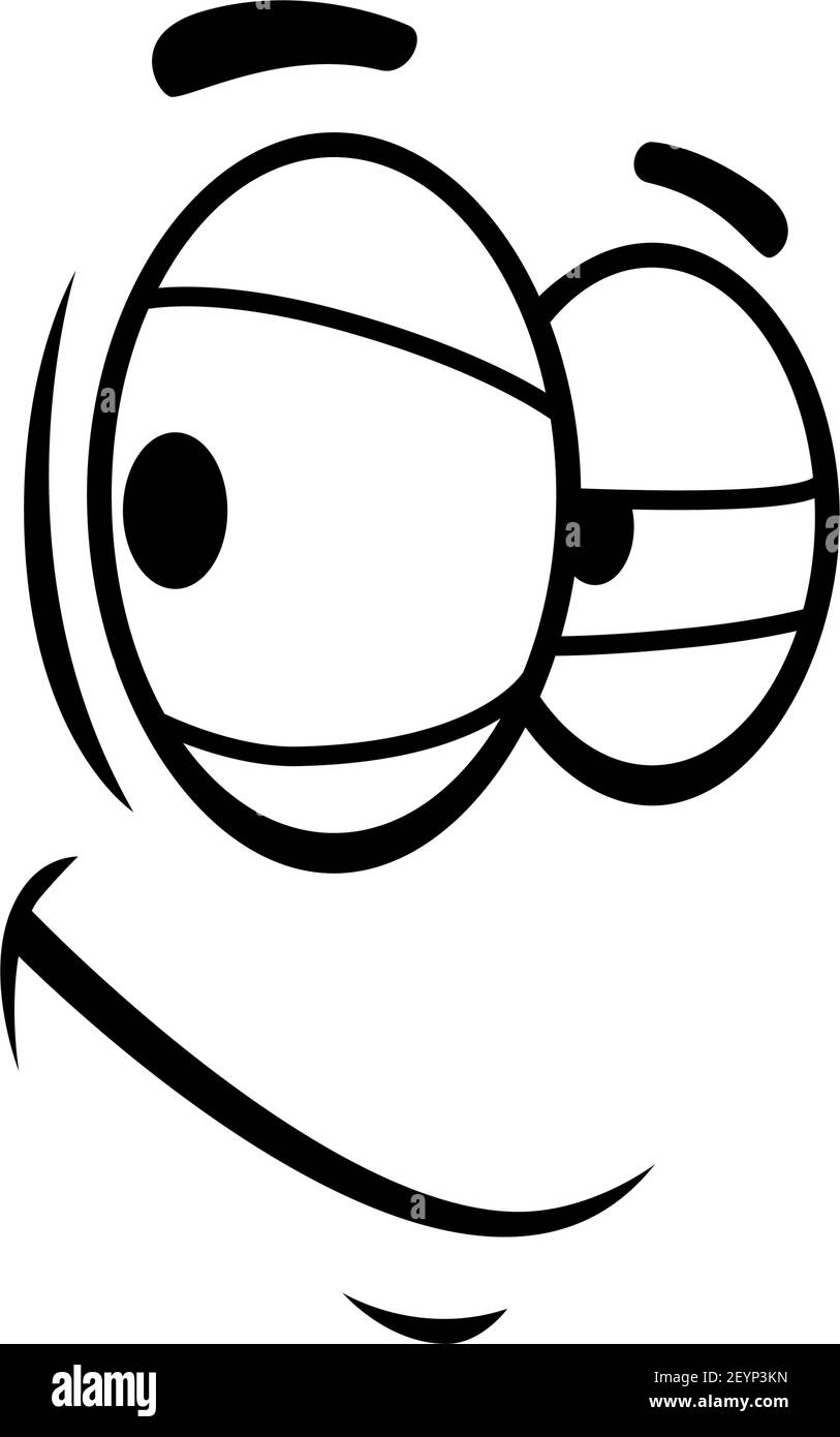 Smirk smile isolated conceited emoticon expression side view. Vector ...